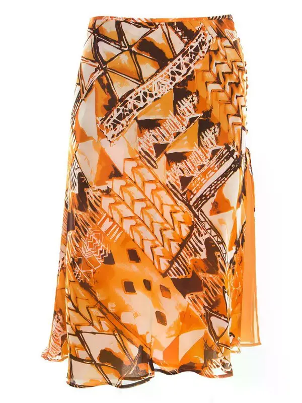 Escada Abstract-print Silk A-line Skirt