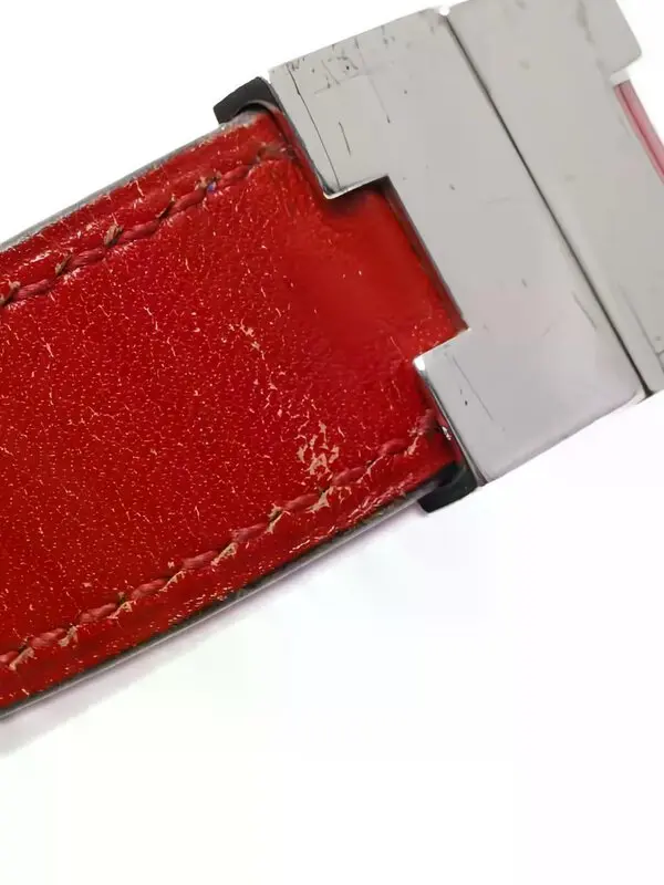 Hermès H Detail Leather Bracelet - Red