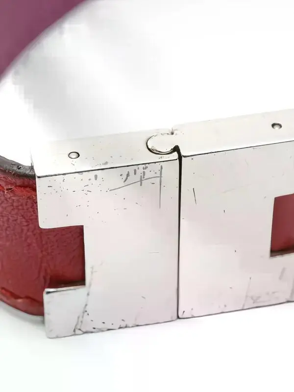 Hermès H Detail Leather Bracelet - Red