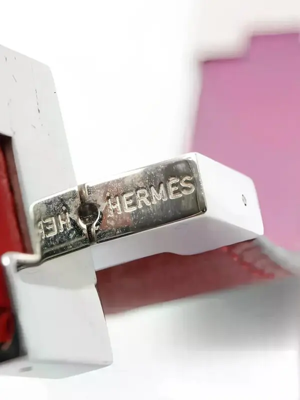 Hermès H Detail Leather Bracelet - Red