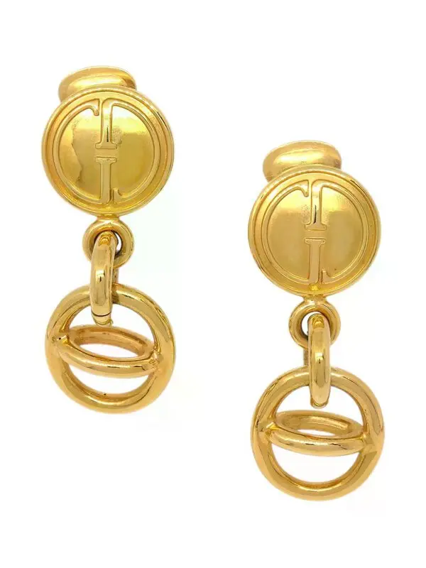 Gucci 1992 Gg Dangle Clip-on Earrings - Gold