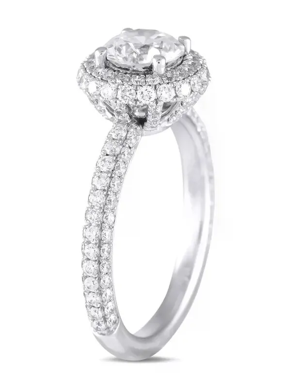 LB EXCLUSIVE 14k White Gold Lab-grown Diamond Double Halo Ring - Silver