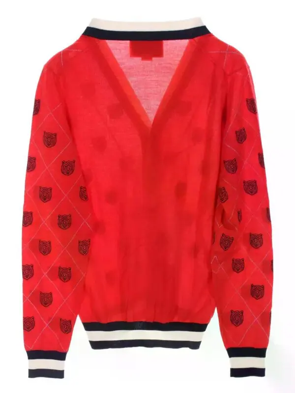 Gucci 2010s V-neck Tiger Head Cardigan