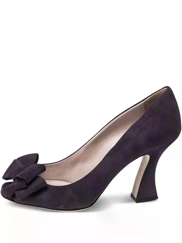 Miu Miu 85mm Bow-embellished Suede Pumps