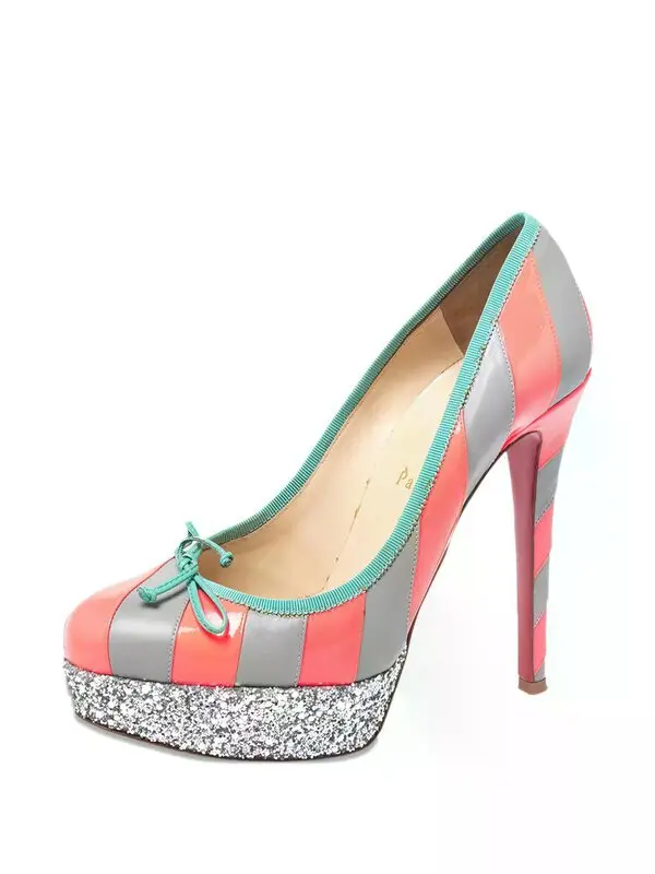 CHRISTIAN LOUBOUTIN 130mm Glitter-embellished Striped Pumps