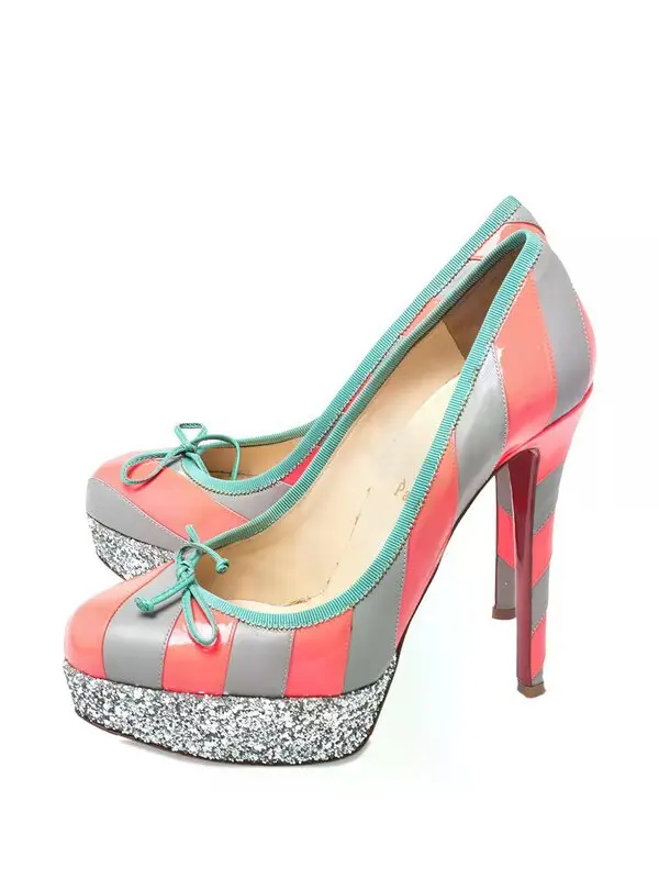 CHRISTIAN LOUBOUTIN 130mm Glitter-embellished Striped Pumps