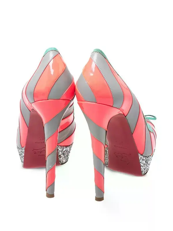 CHRISTIAN LOUBOUTIN 130mm Glitter-embellished Striped Pumps