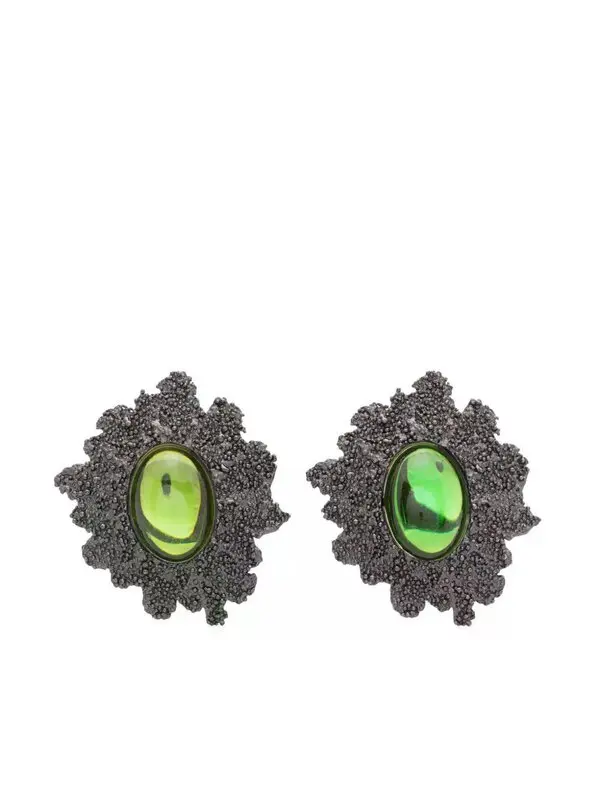 Saint Laurent 1980s Textured Clip-on Earrings - Grey
