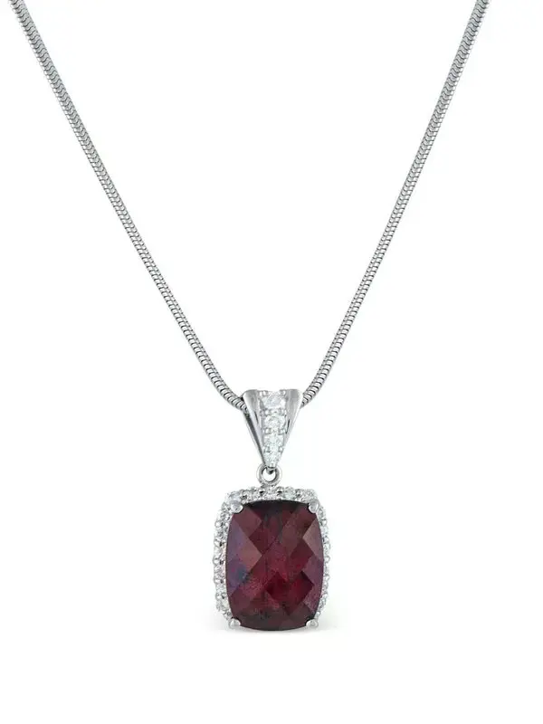 LB EXCLUSIVE Platinum, Diamond, And Rhodolite Garnet Pendant Necklace - Silver