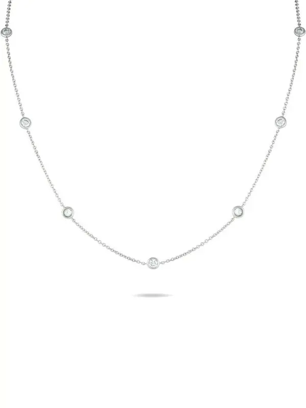 LB EXCLUSIVE 18k White Gold Diamond Station Necklace - Silver
