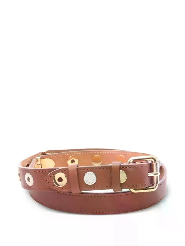 LOUIS VUITTON Ceinture Leather Spike Belt - Brown