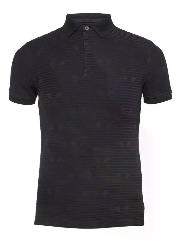 Emporio Armani Patterned-jacquard Polo Shirt - Blue