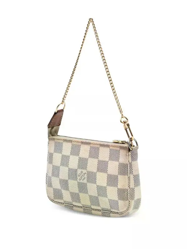 LOUIS VUITTON Damier Azur Mini Pochette Accessoires Handbag - White