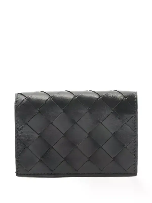 Bottega Veneta 2020s Intrecciato Leather Card Case - Black