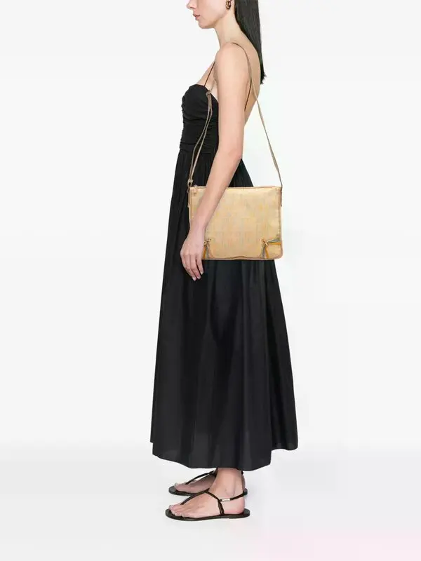Fendi 2000-2010 Zucchino Canvas F Charm Crossbody Bag