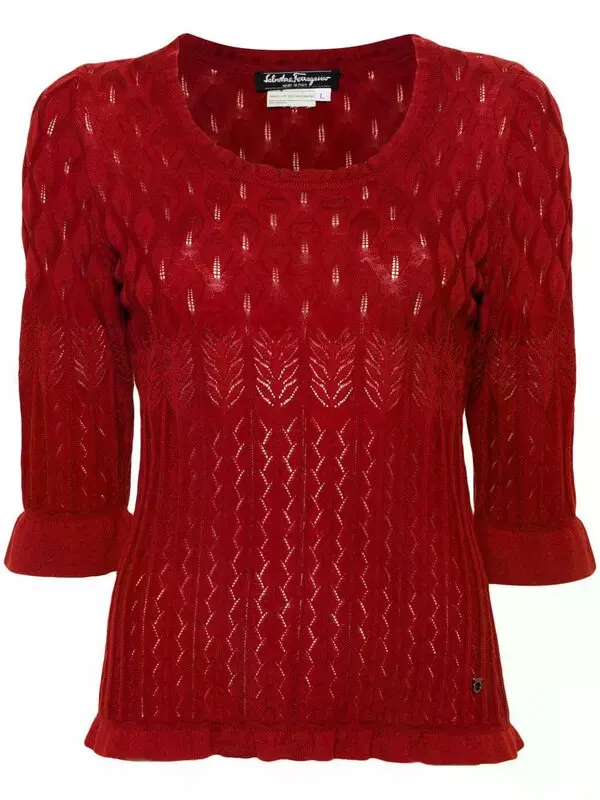 FERRAGAMO 2000s Pointelle-knit Wool Top