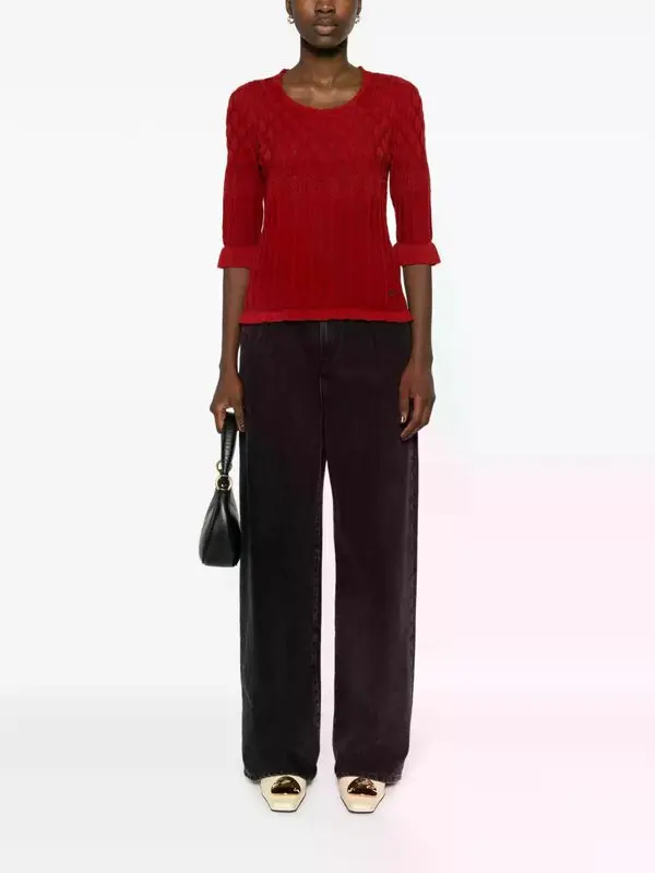 FERRAGAMO 2000s Pointelle-knit Wool Top