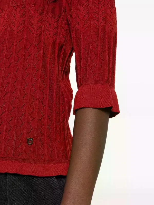 FERRAGAMO 2000s Pointelle-knit Wool Top