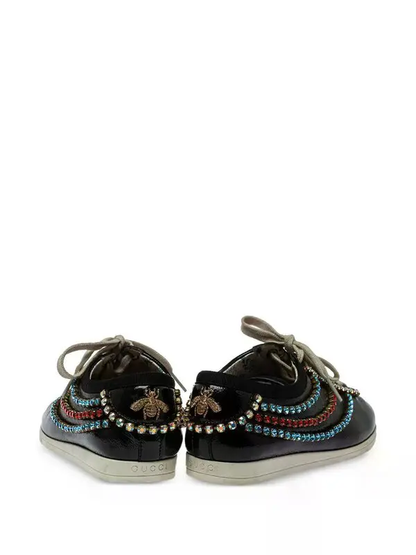 Gucci Crystal-embellished Leather Sneakers - Black