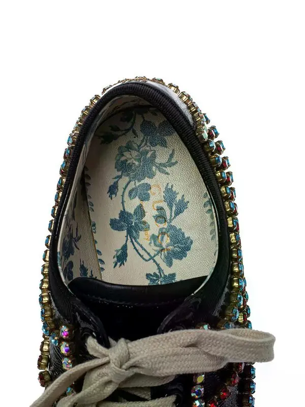 Gucci Crystal-embellished Leather Sneakers - Black