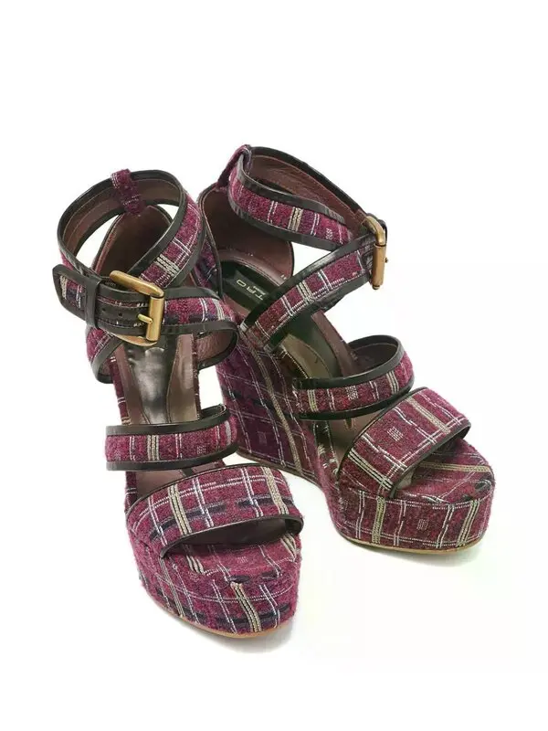 Etro 130mm Plaid Wedge Sandals