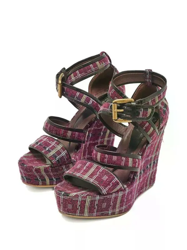Etro 130mm Plaid Wedge Sandals