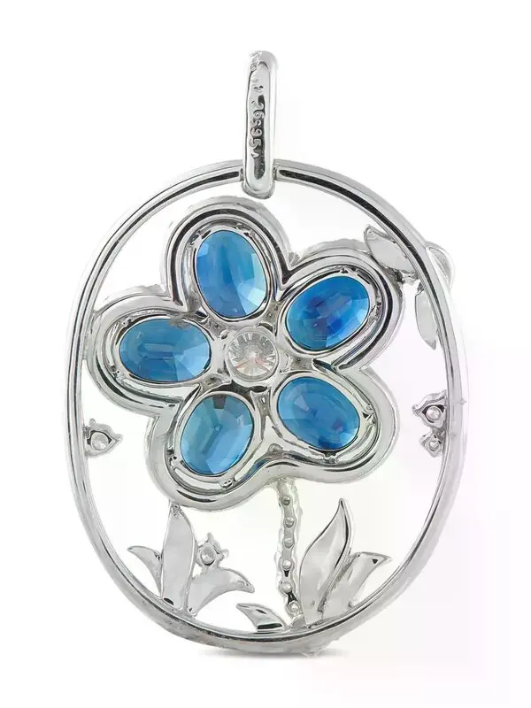 LB EXCLUSIVE Platinum, Diamond And Sapphire Flower Pendant - Silver