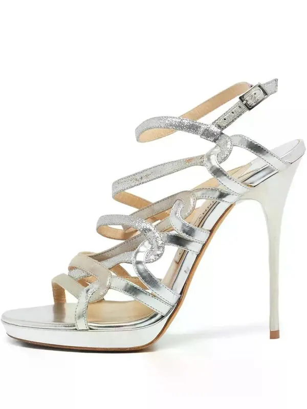 JIMMY CHOO 120mm Leather Sandals - Silver