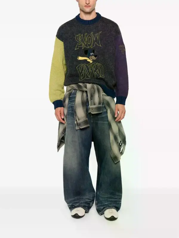 JC DE CASTELBAJAC 1980s Cartoon-embroidered Sweater