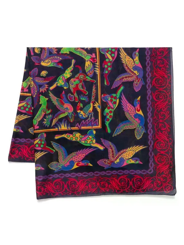 FERRAGAMO 1990's Animals-print Scarf - Purple