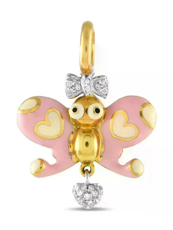 AARON BASHA 18k Gold Butterfly Charm With Diamond And Enamel - Yellow