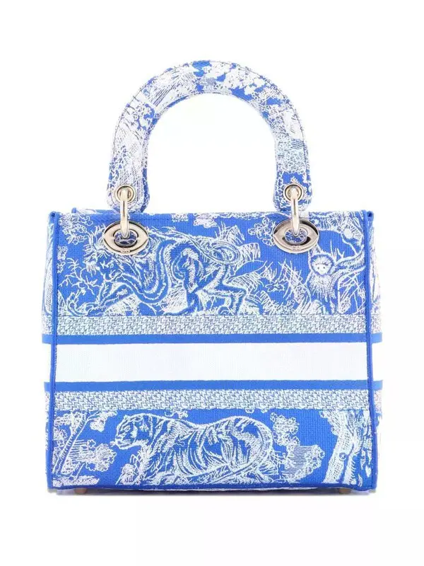 Dior Toile De Jouy Lady D-lite Embroidered Canvas Tote Bag - Blue