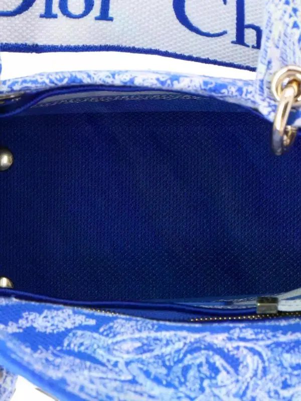 Dior Toile De Jouy Lady D-lite Embroidered Canvas Tote Bag - Blue