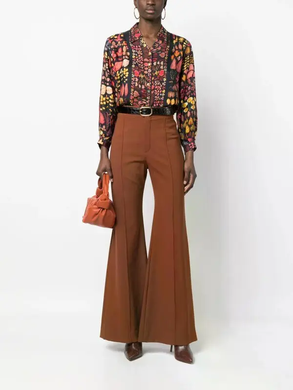 Gucci 1990s Leaf Print Silk Shirt
