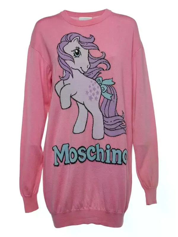 Moschino Cotton Dress With Pony Graphic - Pink