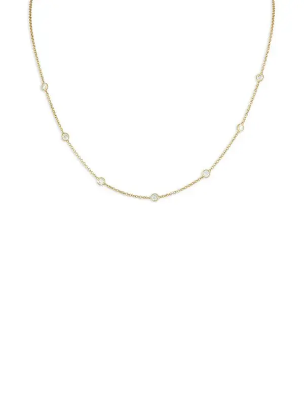 LB EXCLUSIVE 18k Yellow Diamond Station Necklace - Gold