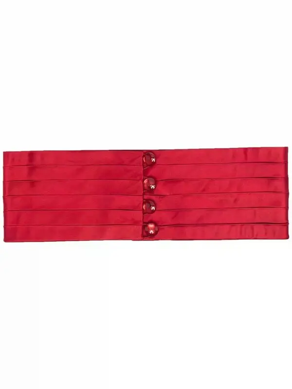 Saint Laurent 1980s Silk Smoking Waist Belt - Red