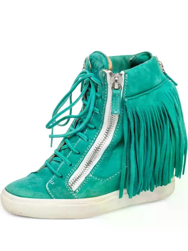 GIUSEPPE ZANOTTI Suede Fringed Sneakers - Green