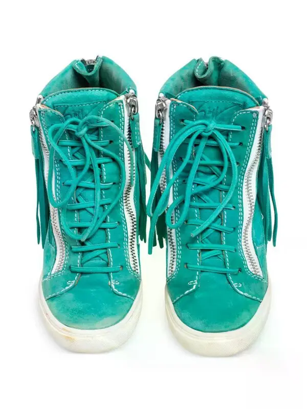 GIUSEPPE ZANOTTI Suede Fringed Sneakers - Green