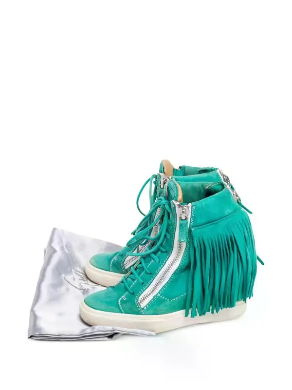 GIUSEPPE ZANOTTI Suede Fringed Sneakers - Green