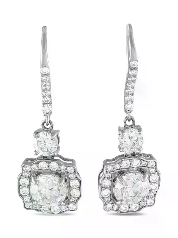 LB EXCLUSIVE Platinum Diamond Drop Earrings - Silver