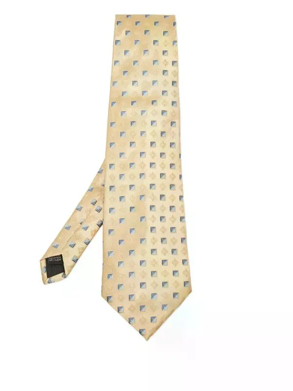 BOSS Geometric-pattern Silk Tie - Yellow