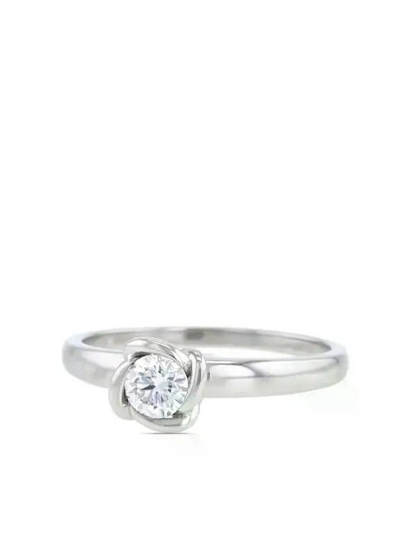 FRED 2010s Platinum Fleur Céleste Diamond Solitaire Ring - Silver