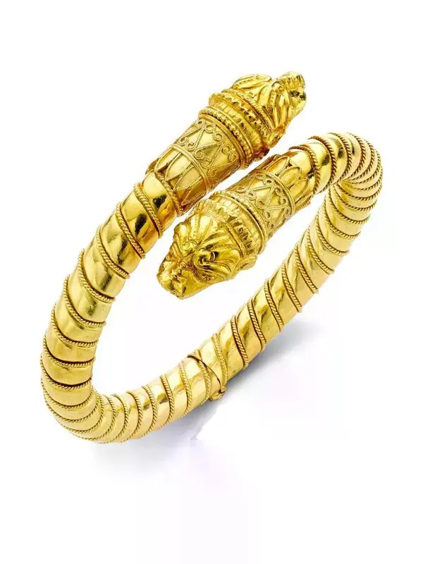 PRAGNELL Scythian Style Dragon Heads Hinged Bangle