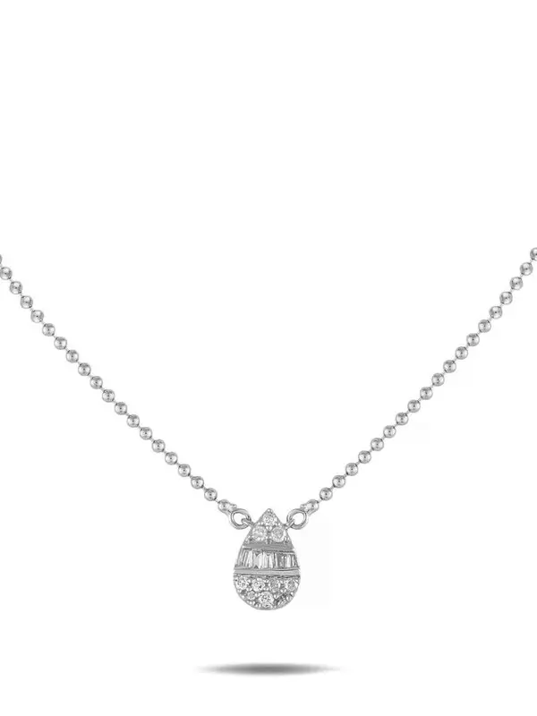 LB EXCLUSIVE 14k White Gold Diamond Pear Necklace - Silver