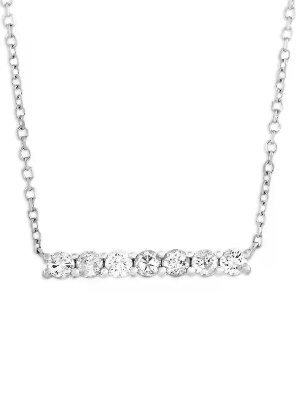LB EXCLUSIVE 14k White Gold Diamond Bar Necklace
