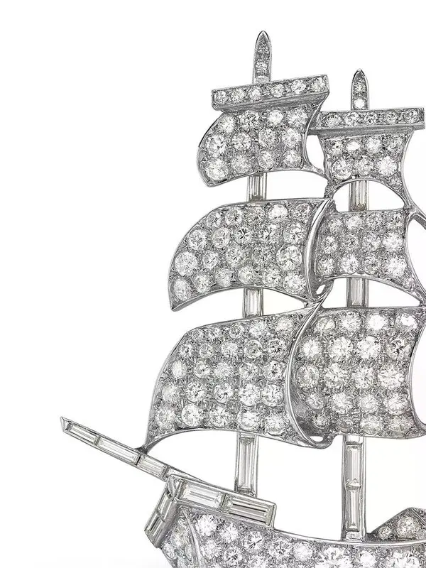PRAGNELL Platinum Diamond Ship Brooch