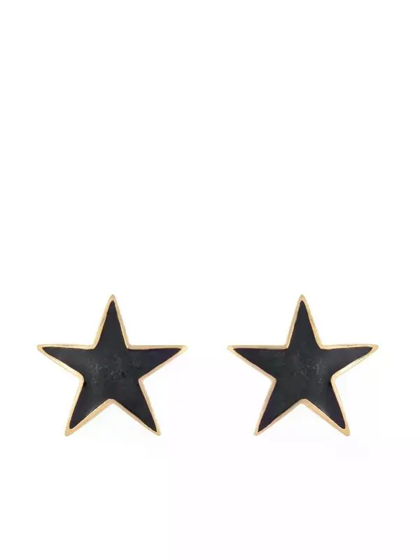 SUSAN CAPLAN 1980s Star Clip-on Earrings - Black