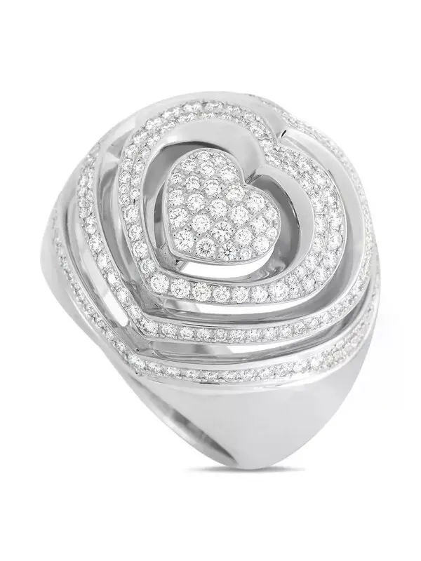 Chopard 18kt White Gold Diamond Heart Ring - Silver