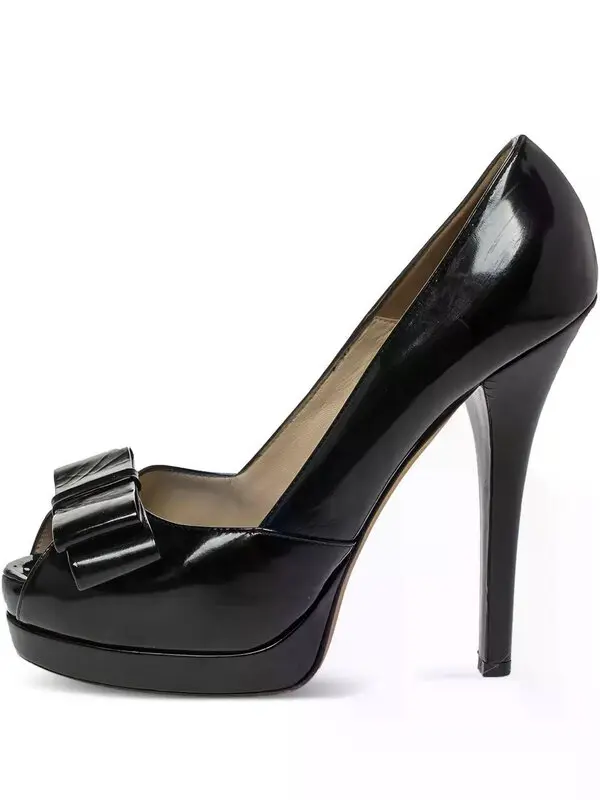 Fendi 140mm Patent Leather Bow Pumps